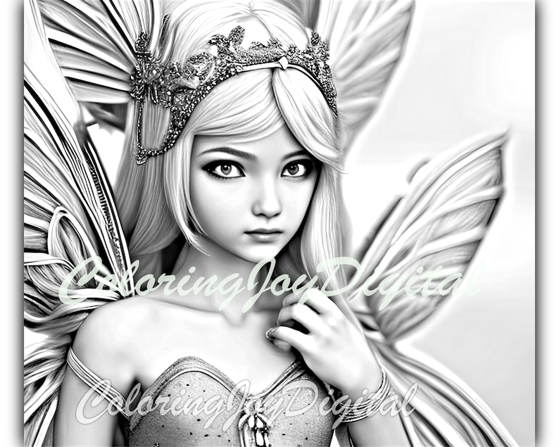 35 Little Fairy Coloring Grayscale Coloring Page Printable - Etsy