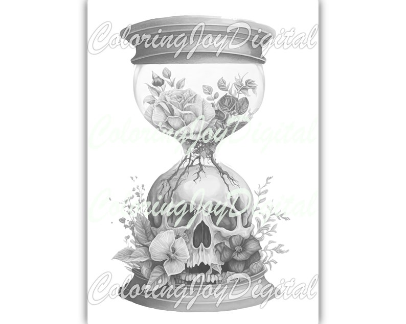 12 Skull Hourglass Coloring Pages Grayscale Flower Coloring Pages Printable Adult Coloring