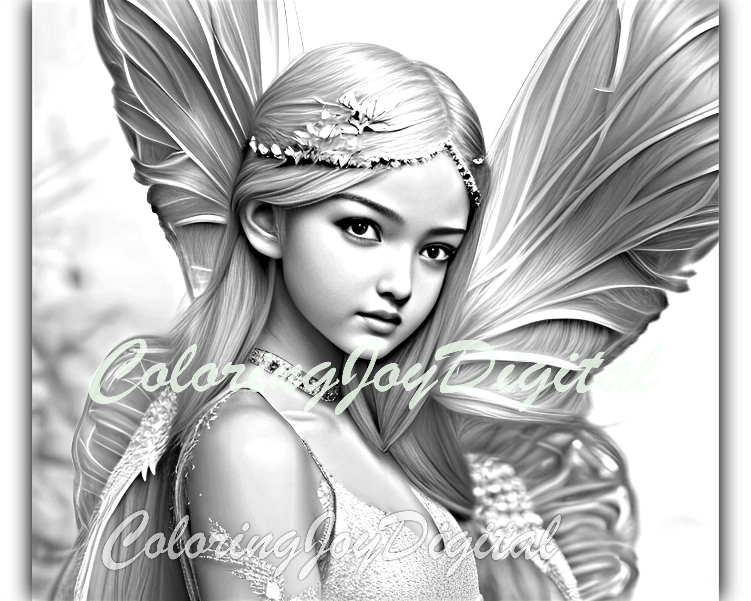 35 Little Fairy Coloring Grayscale Coloring Page Printable - Etsy