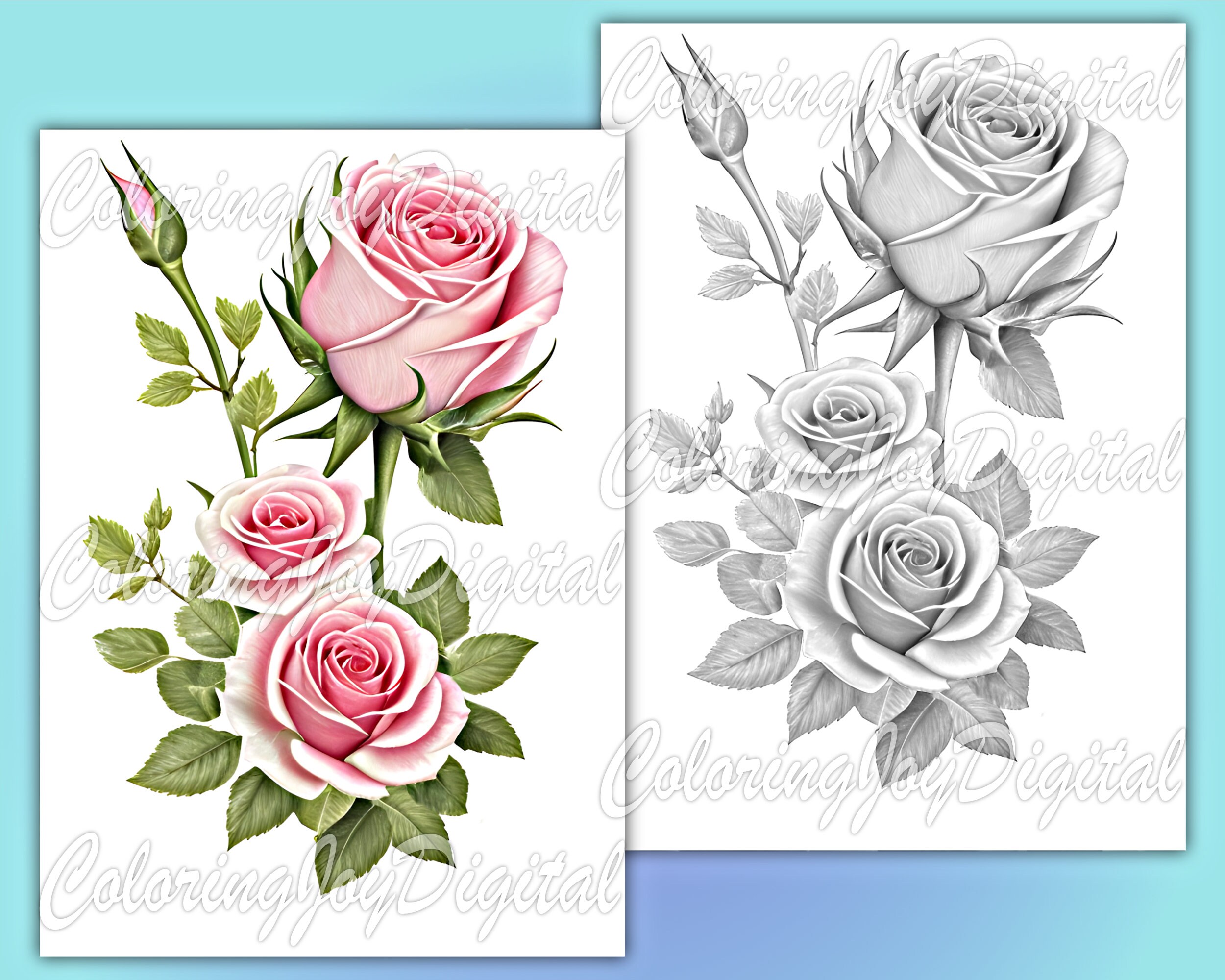 26 Grayscale Flower Coloring Page Adult Coloring Page Floral - Etsy Canada