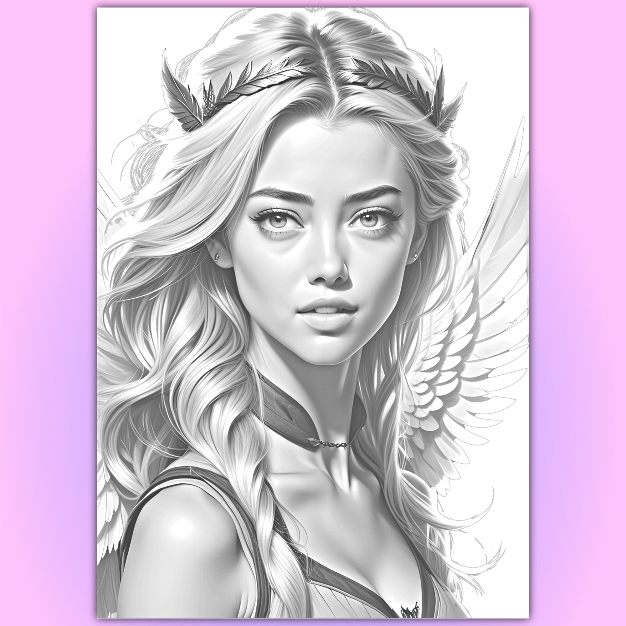 13 Women Portrait Coloring, Grayscale Coloring Page, Printable Adult ...
