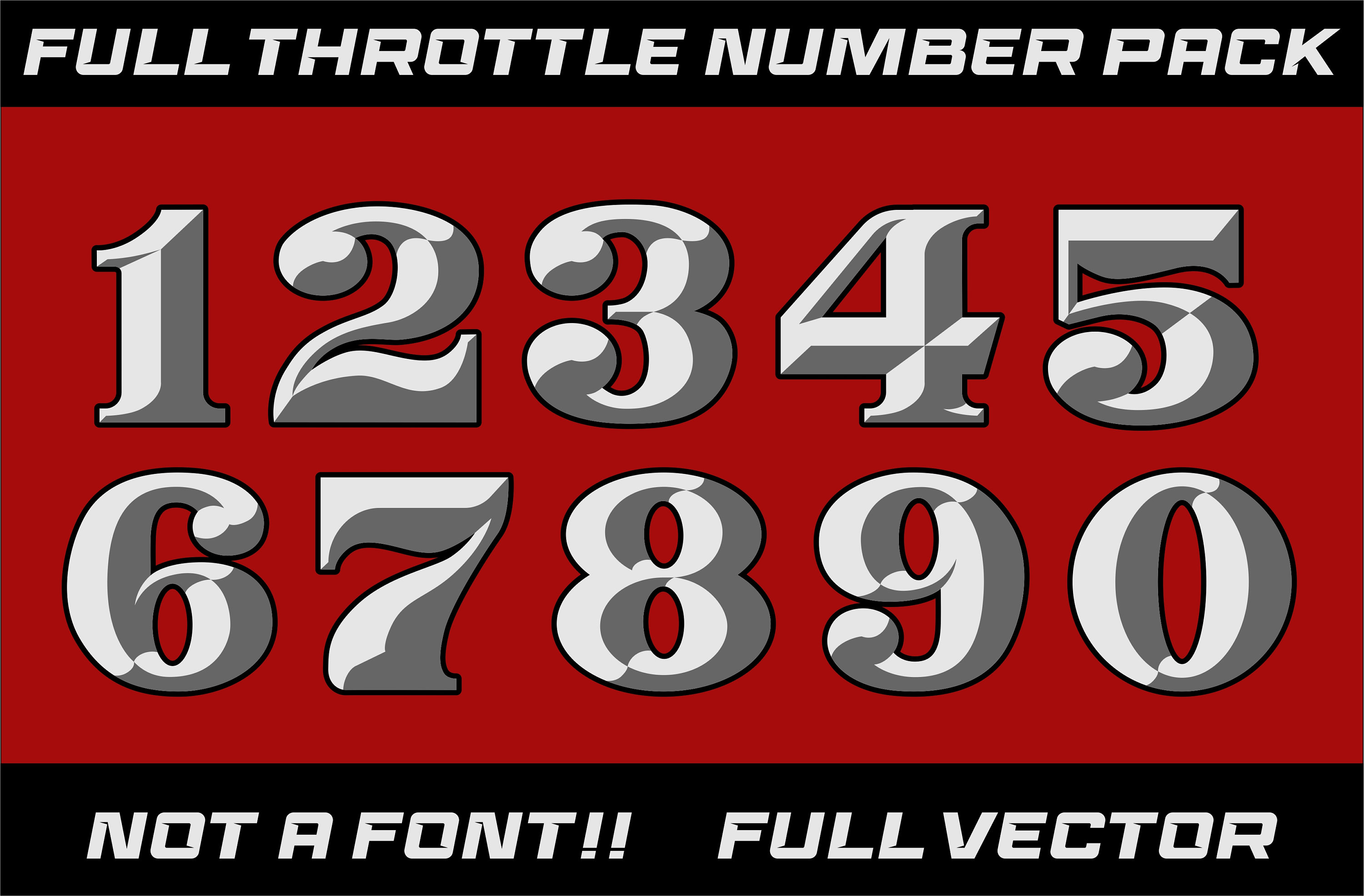 Vector Race Number Pack , Not a Font!! Full Throttle Race Number Pack 1 ...