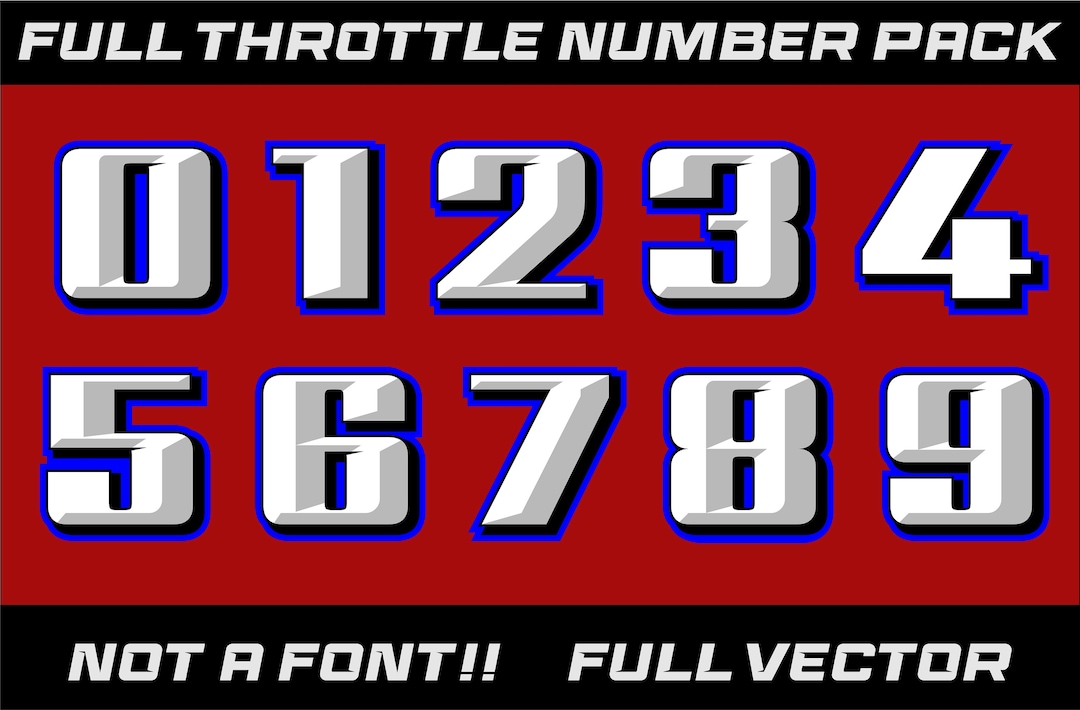 Vector Race Number Pack , Not a Font!! Full Throttle Race Number Pack 5 ...