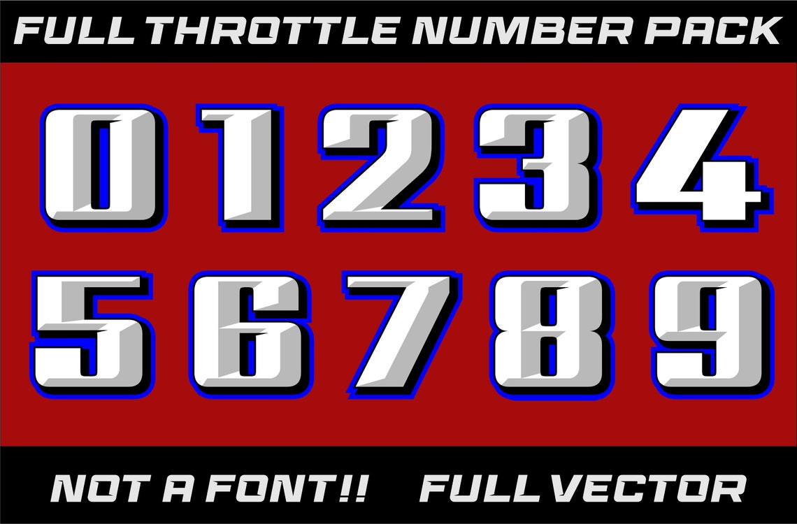 Vector Race Number Pack , Not a Font!! Full Throttle Race Number Pack 5 ...