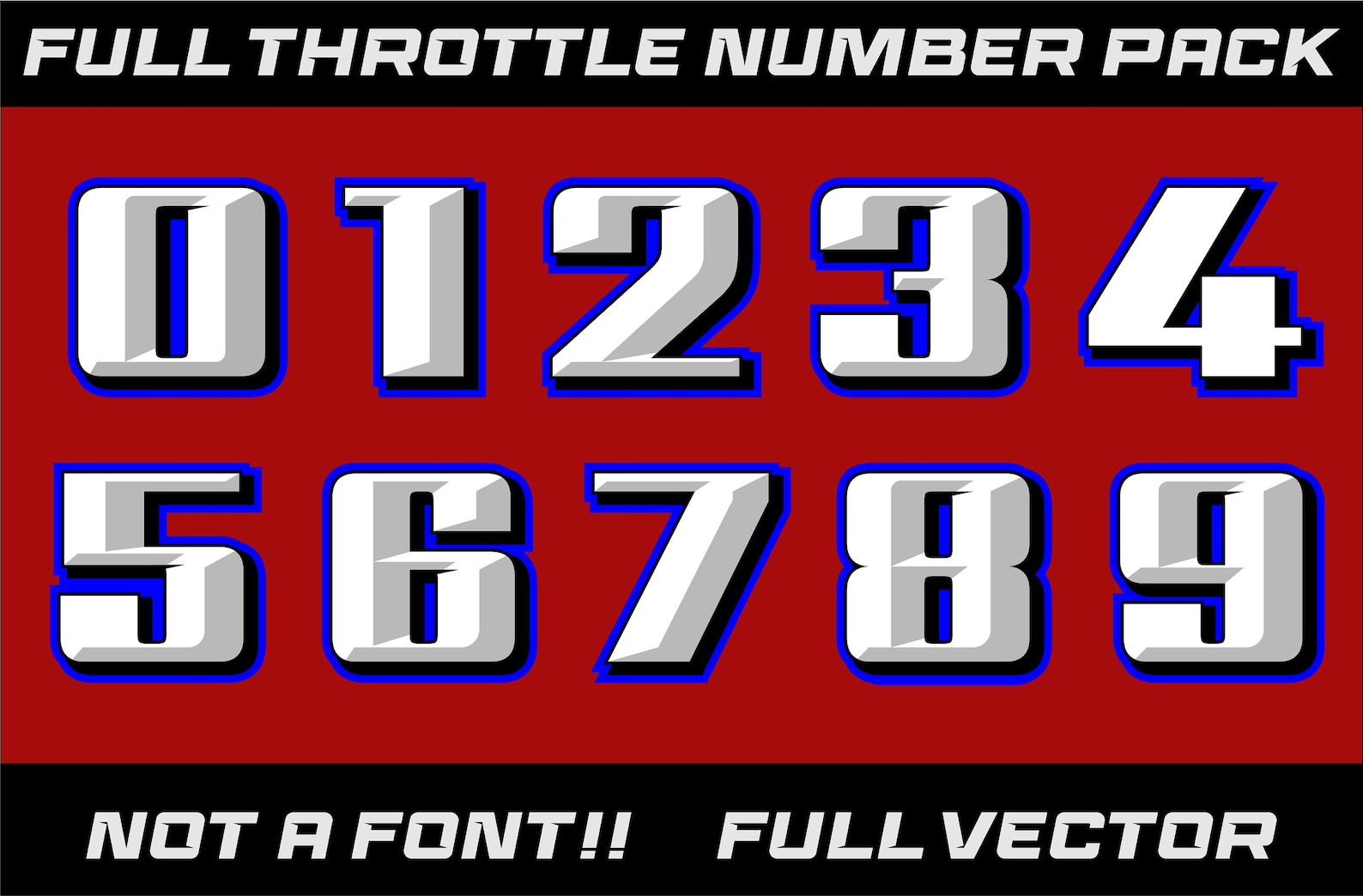 Vector Race Number Pack , Not a Font!! Full Throttle Race Number Pack 5 ...