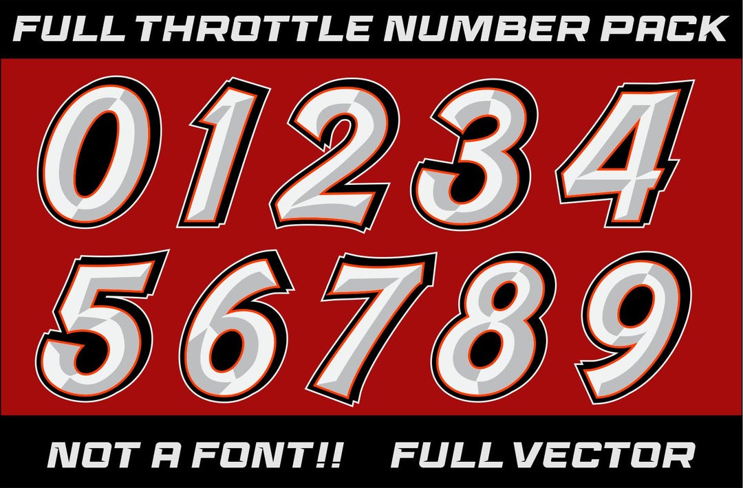 Vector Race Number Pack , Not a Font!! Full Throttle Race Number Pack 7 ...