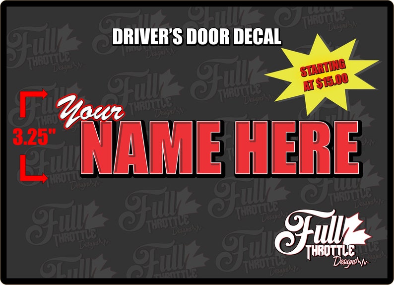 Custom Name Decal, Race Car Name Bar, Custom Decal, Outdoor, Motorsport ...