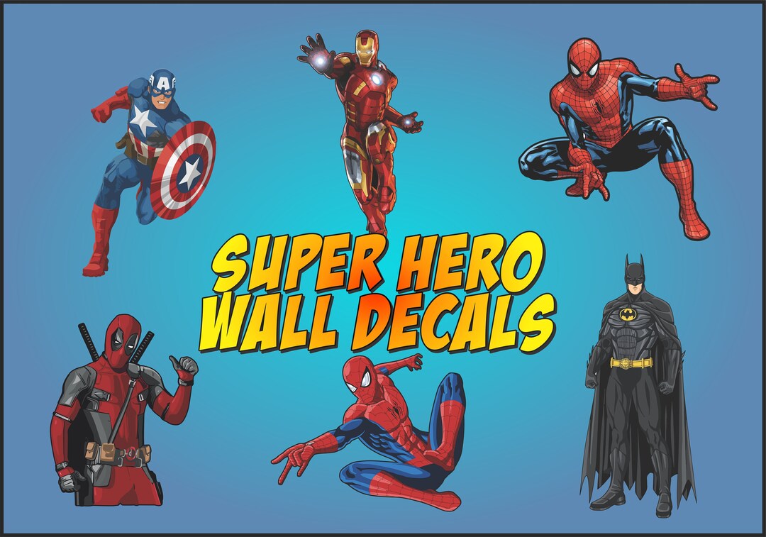 Super Hero Wall Decals - Etsy