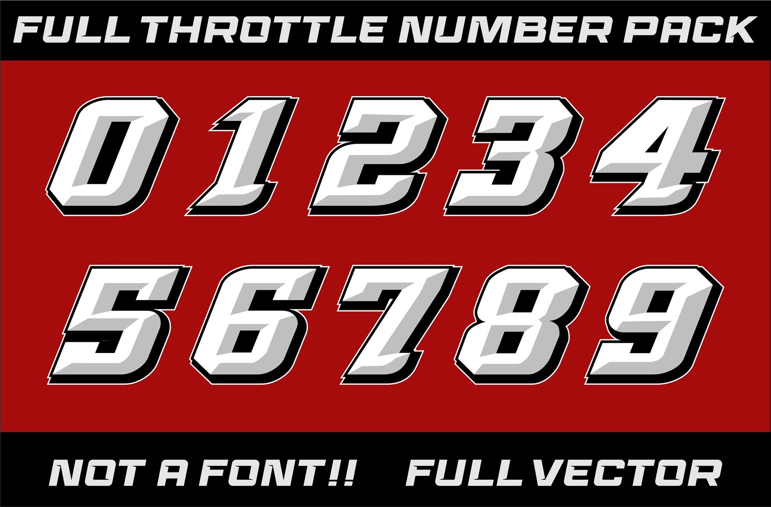 Vector Race Number Pack , Not a Font!! Full Throttle Race Number Pack 4 ...