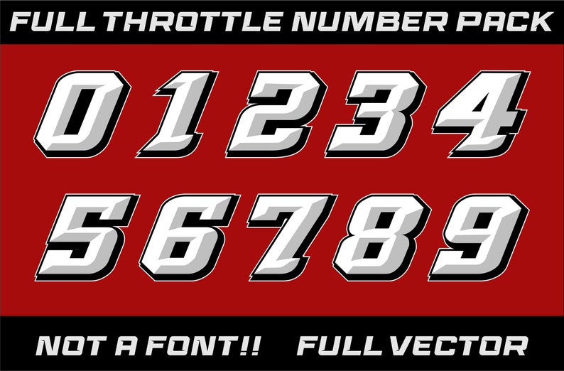 Vector Race Number Pack , Not a Font!! Full Throttle Race Number Pack 4 ...