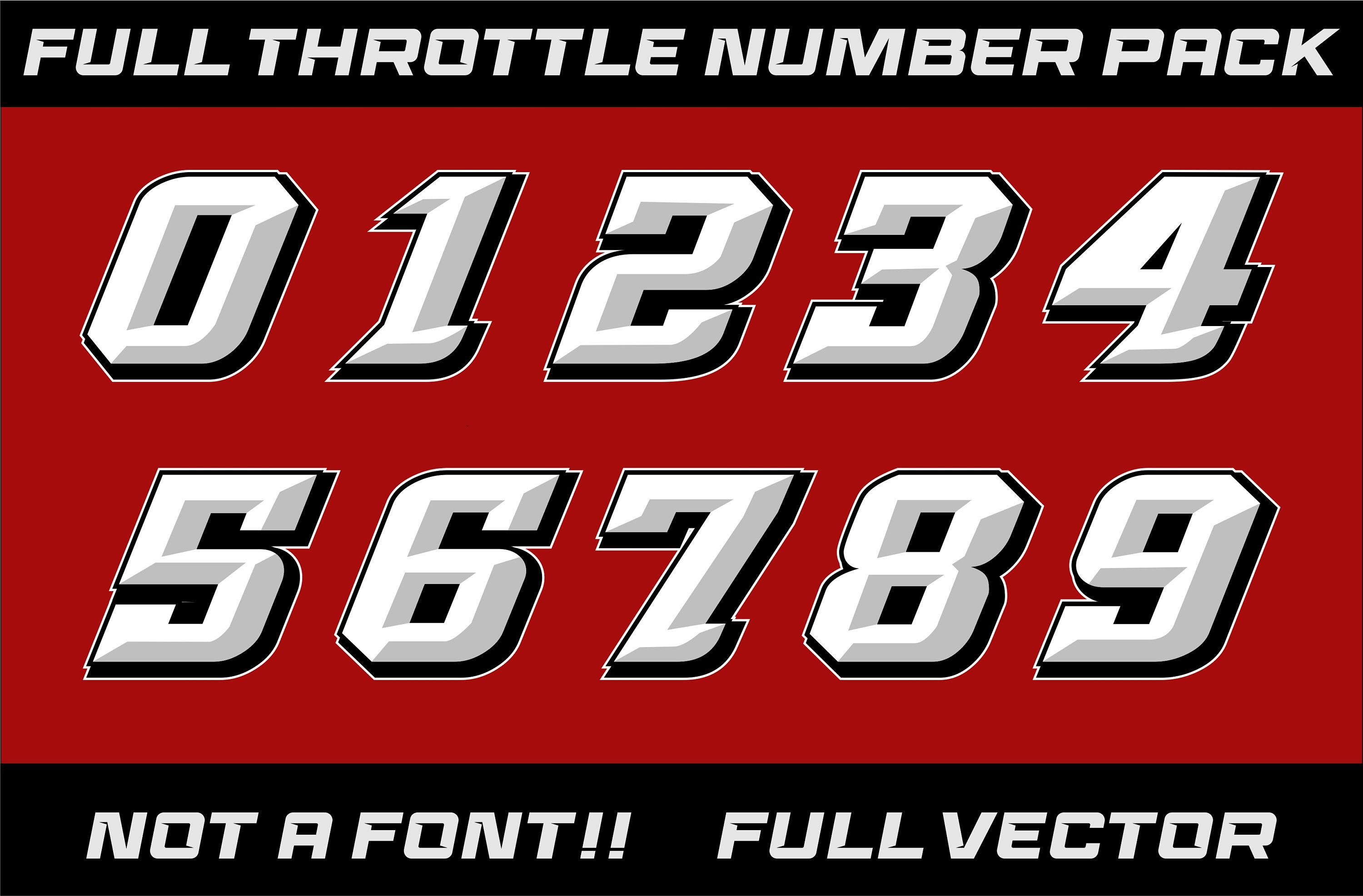 Vector Race Number Pack , Not a Font!! Full Throttle Race Number Pack 4 ...
