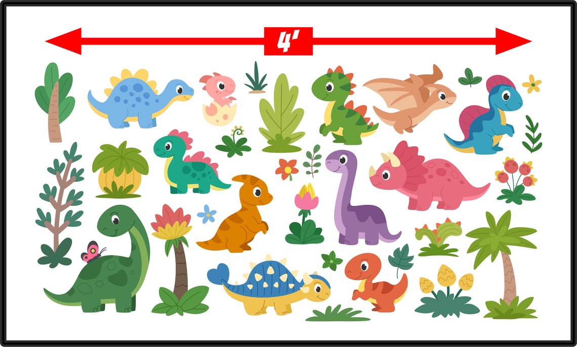 Dinosaur Wall Decals: Kids Nursery Decor, 33-piece Pack - Etsy