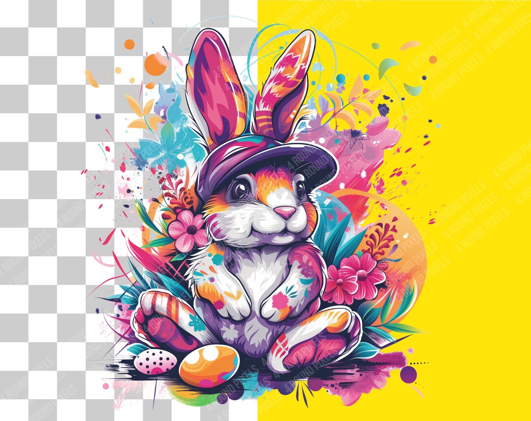 Graffiti Easter Bunny Rabbit, PNG Easter Graphic T-shirt Digital Design ...