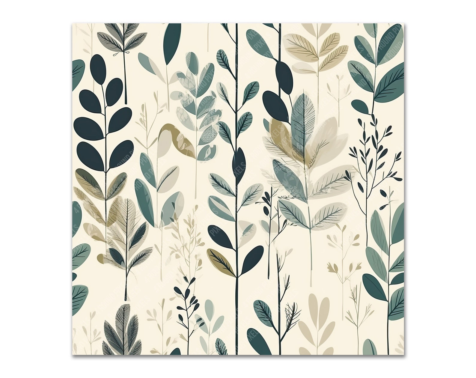 Seamless Scandinavian Foliage Patterns Uses Digital Paper, Pattern ...