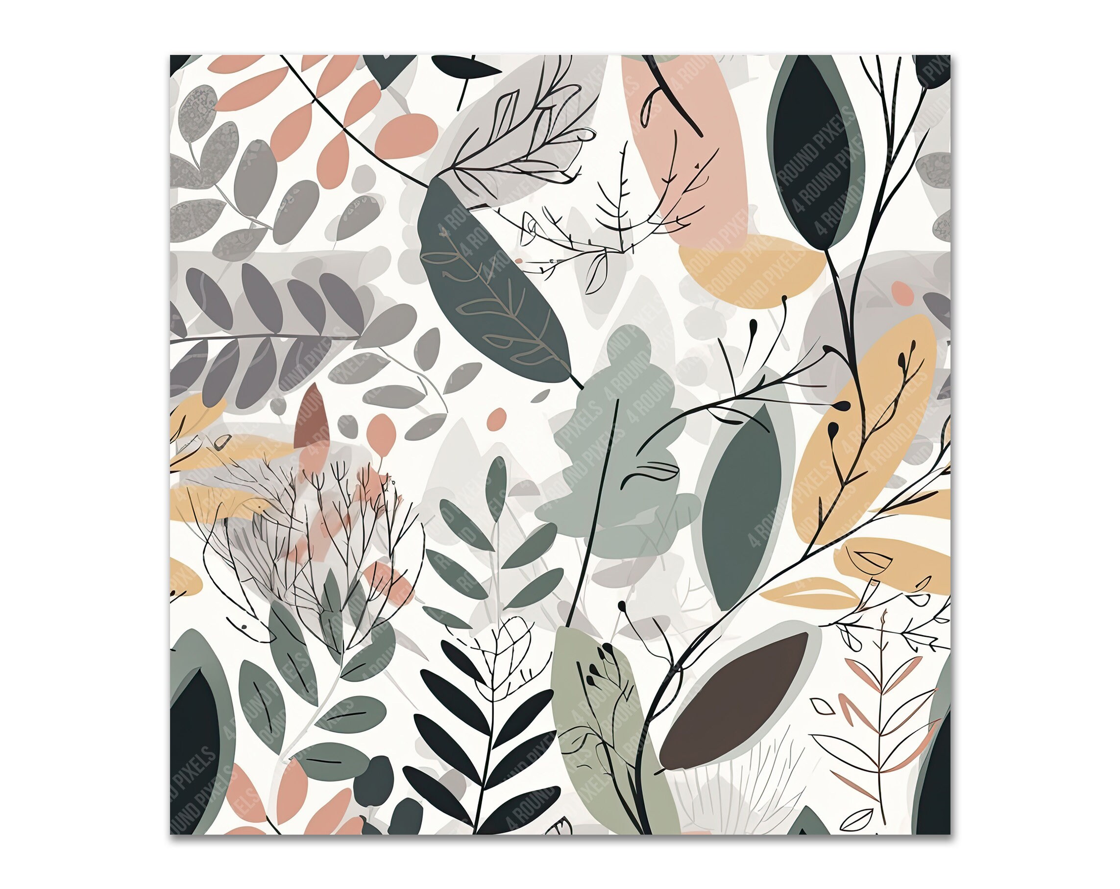 Seamless Scandinavian Foliage Patterns 2 Uses Digital Paper, Pattern ...