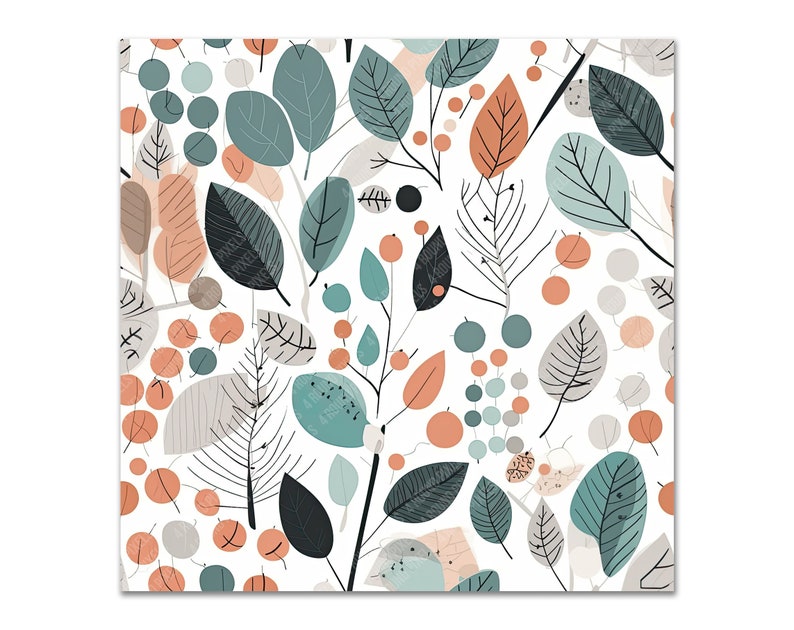 Seamless Scandinavian Foliage Patterns 2 Uses Digital Paper, Pattern ...