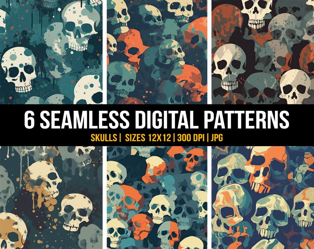 Gothic Wallpaper Skulls Seamless Pattern Use as Digital Paper or ...