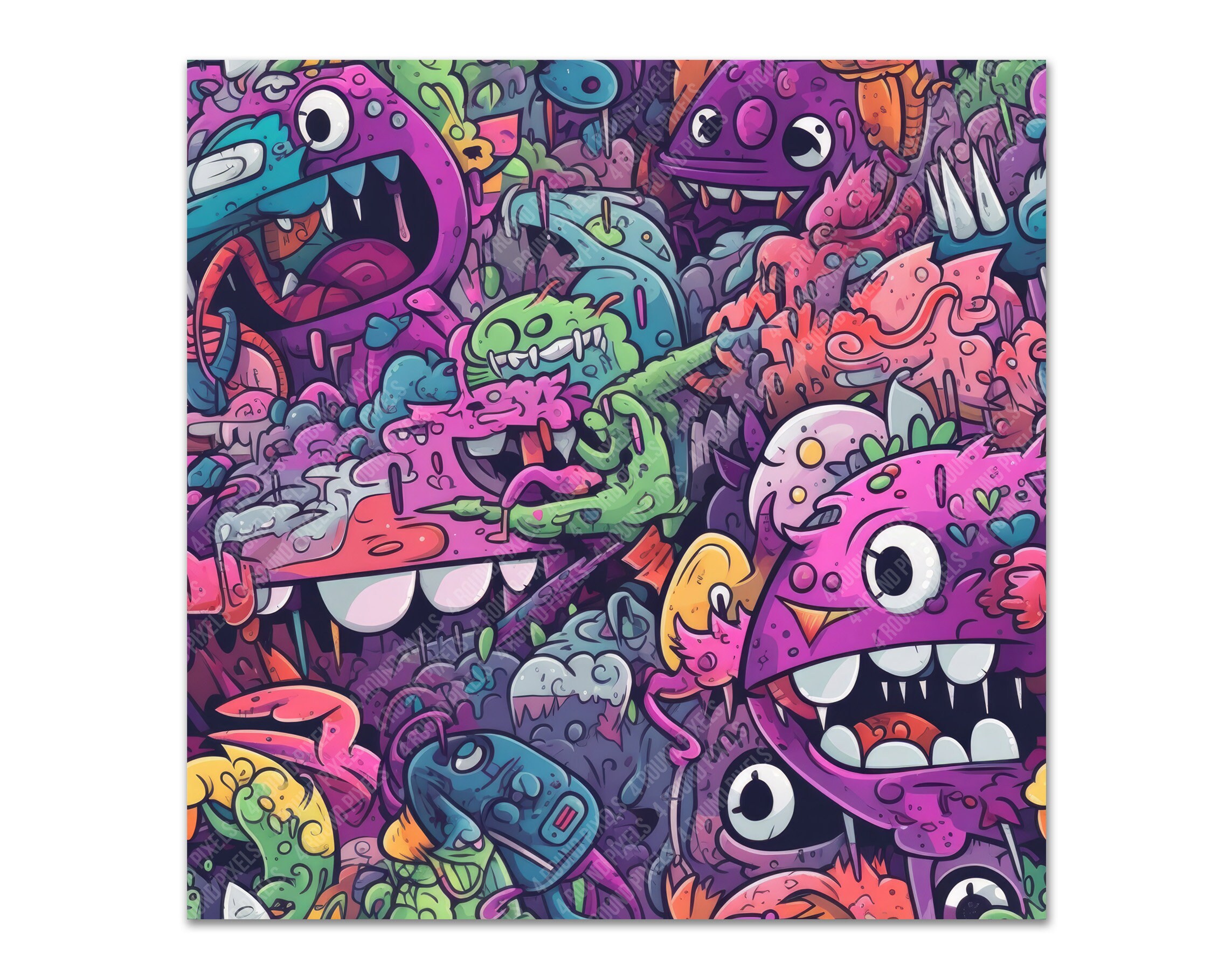 Seamless Graffiti Blob Monster Patterns 02 Use as Digital - Etsy
