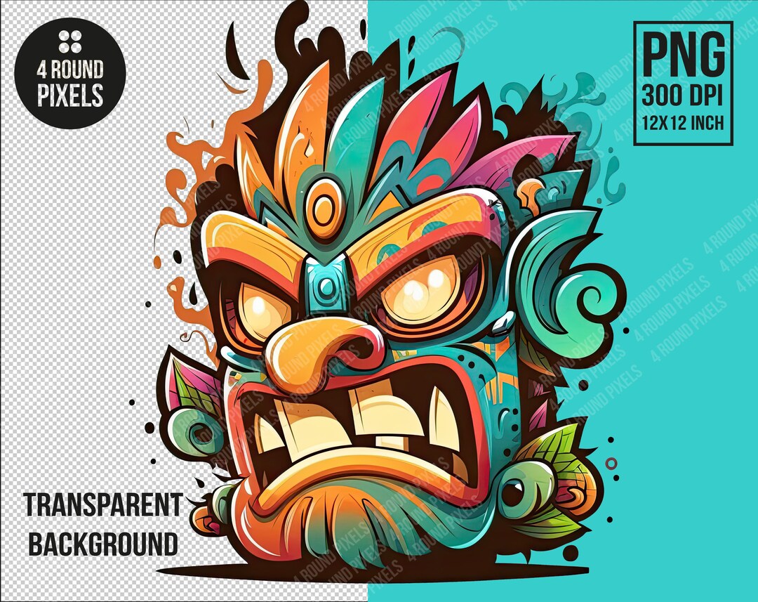 Graffiti Style Tiki Mask Character PNG Graphic T-shirt Digital File ...