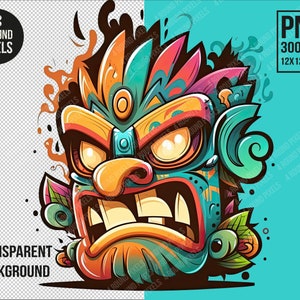 Graffiti Style Tiki Mask Character PNG | Graphic T-shirt Digital File ...