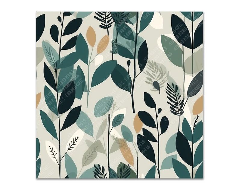 Seamless Scandinavian Foliage Patterns 2 Uses Digital Paper, Pattern ...
