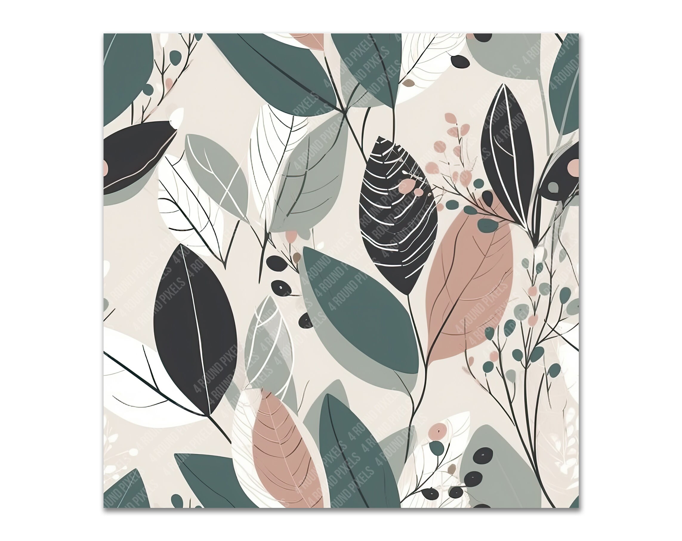 Seamless Scandinavian Foliage Patterns Uses Digital Paper, Pattern ...