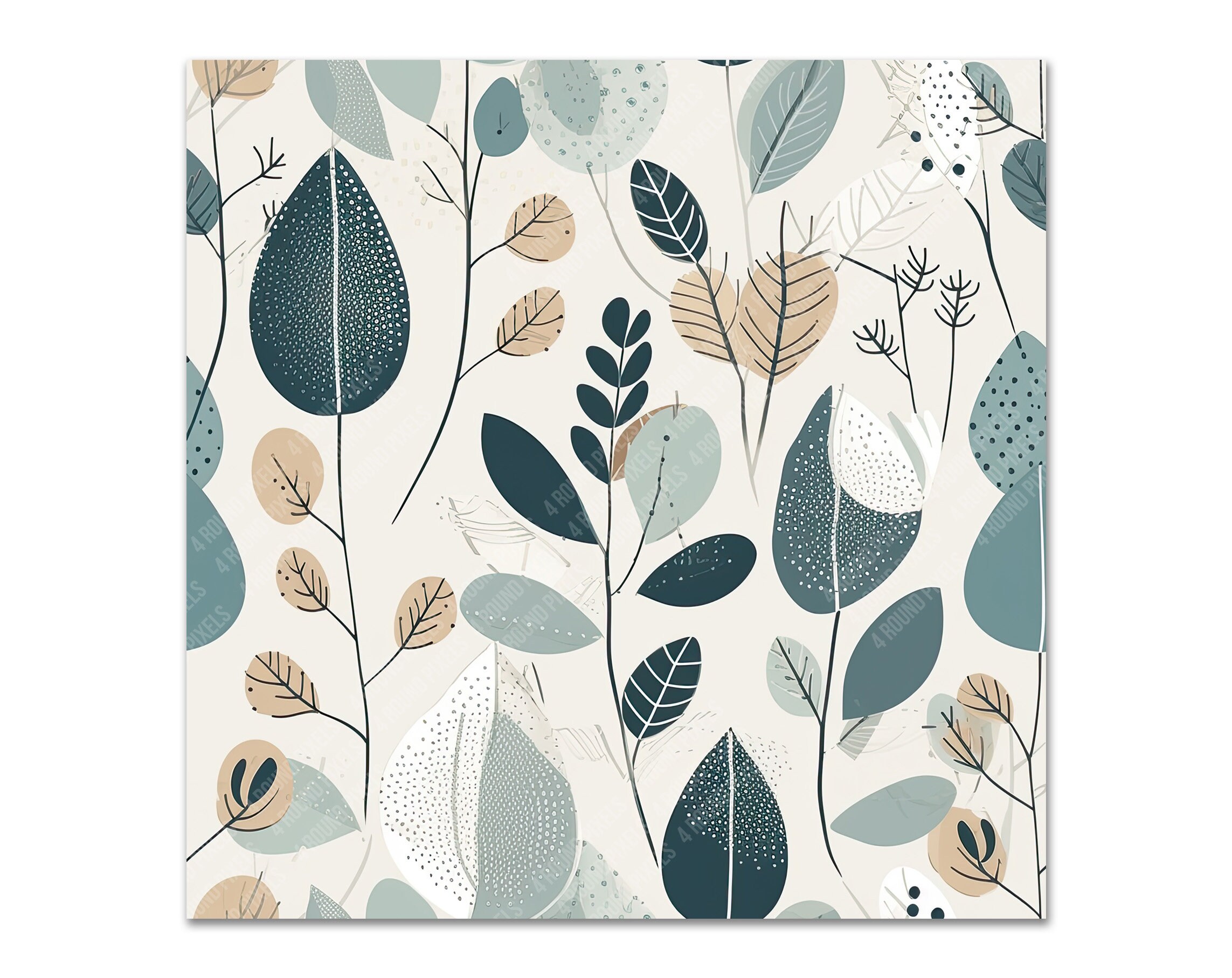 Seamless Scandinavian Foliage Patterns Uses Digital Paper, Pattern ...