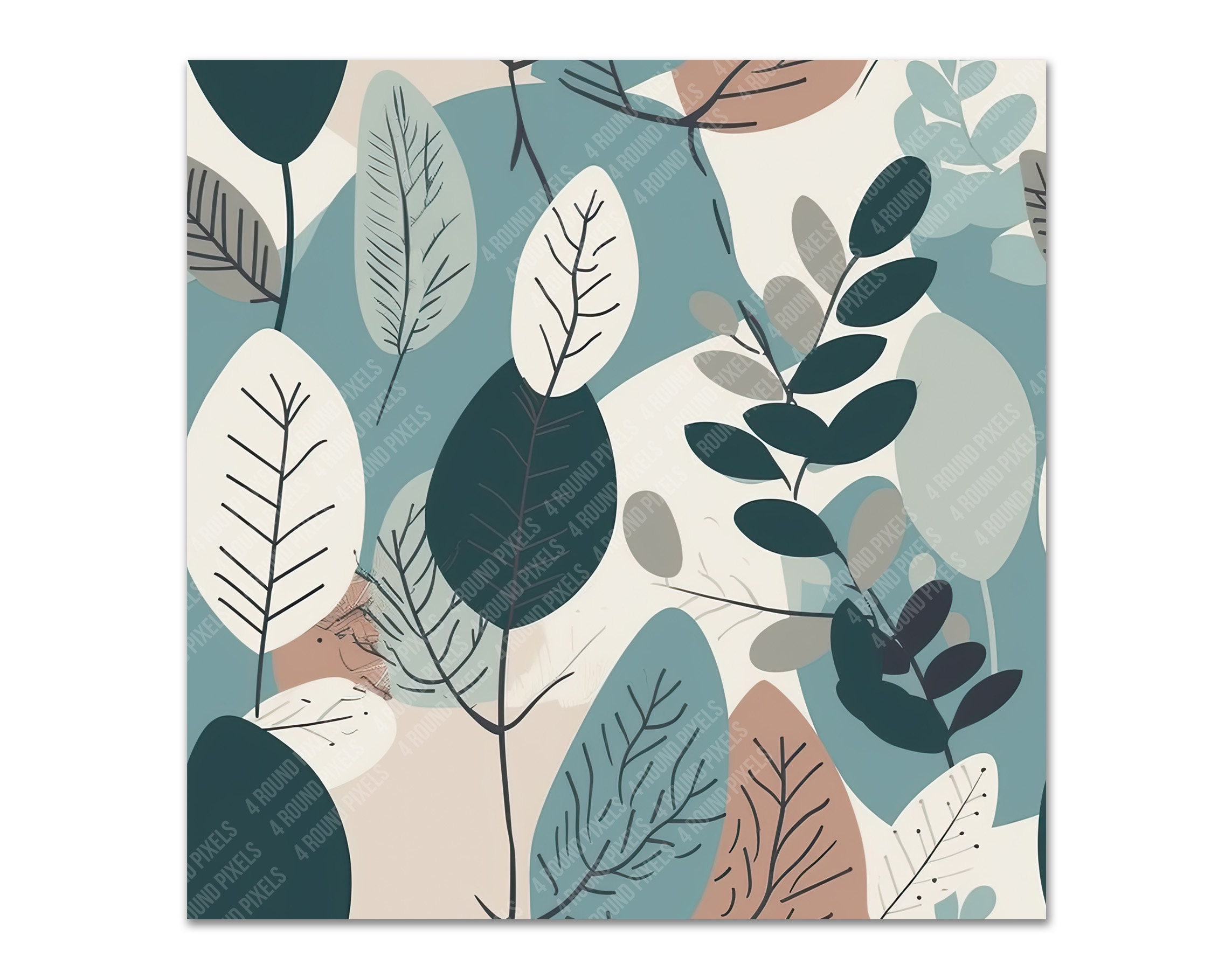 Seamless Scandinavian Foliage Patterns Uses Digital Paper, Pattern ...