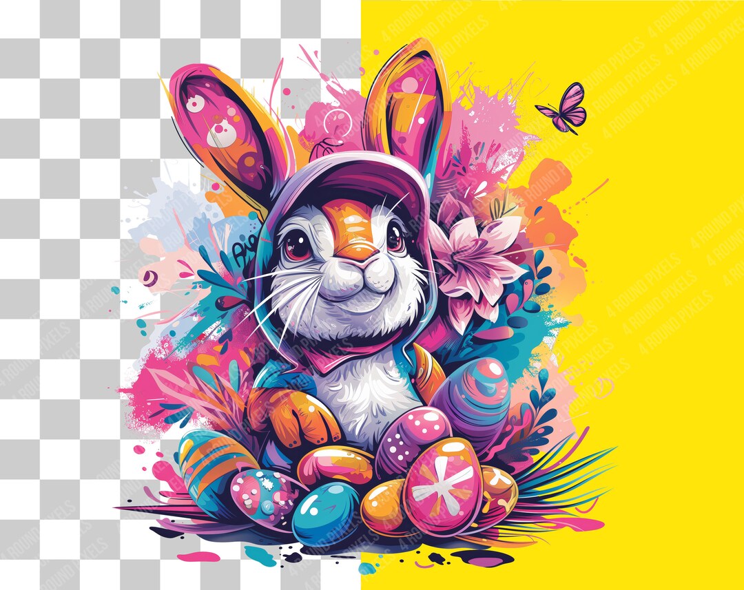 Graffiti Easter Bunny Rabbit, PNG Easter Graphic T-shirt Digital Design ...