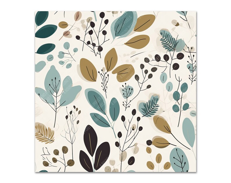Seamless Scandinavian Foliage Patterns 2 Uses Digital Paper, Pattern ...