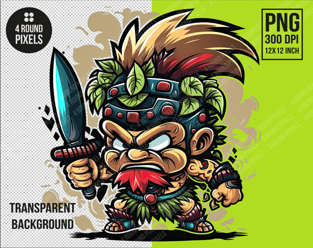Graffiti Style Tiki Warrior Character PNG | Graphic T-shirt Digital ...