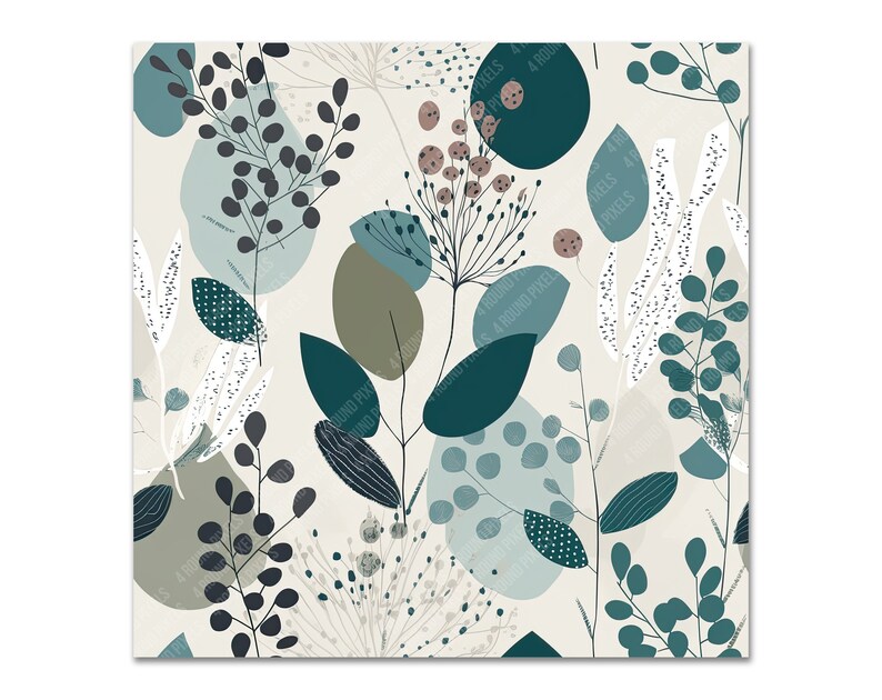 Seamless Scandinavian Foliage Patterns 2 Uses Digital Paper, Pattern ...
