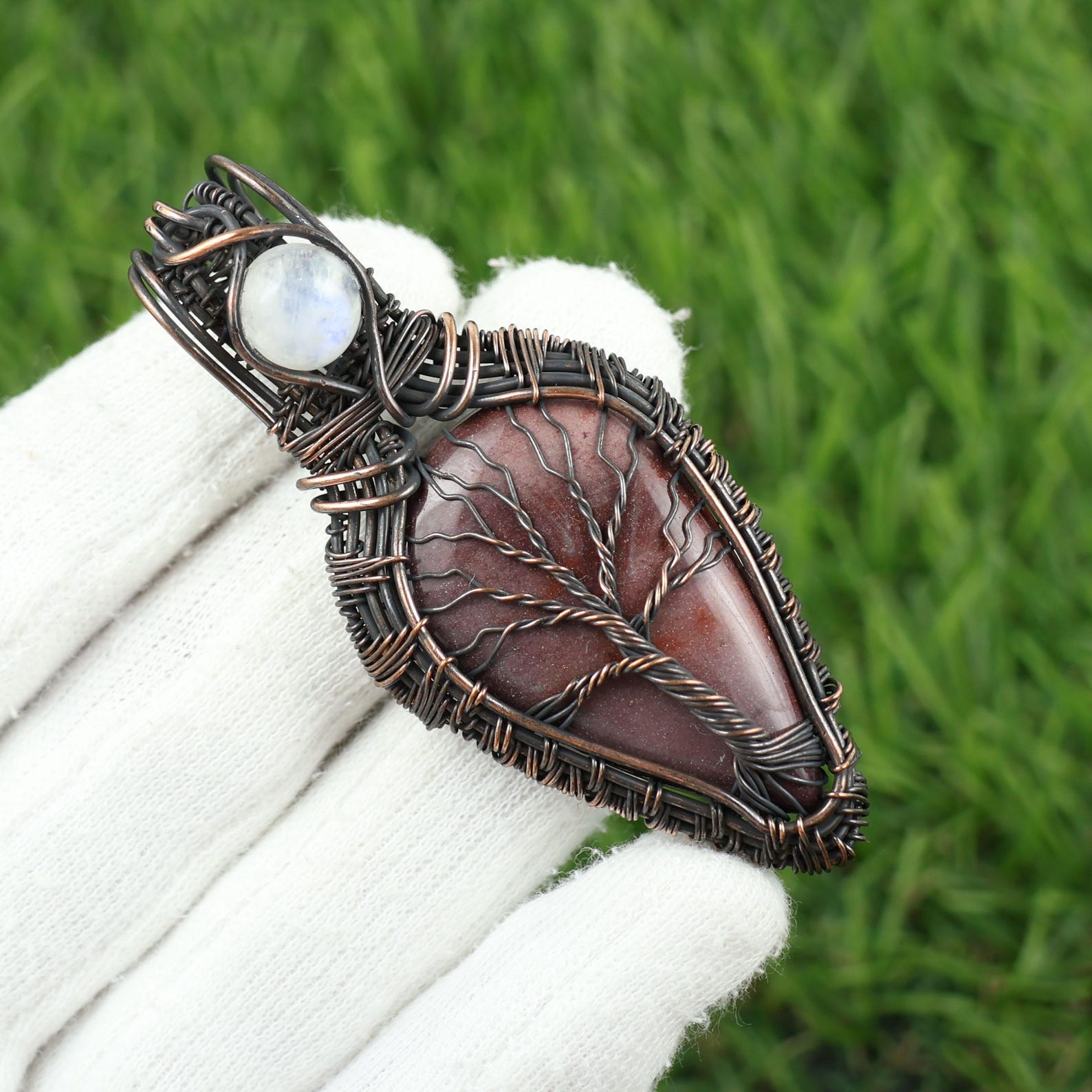 Mookaite Jasper Tree of Life Pendant, Handmade Copper Wire Wrapped ...