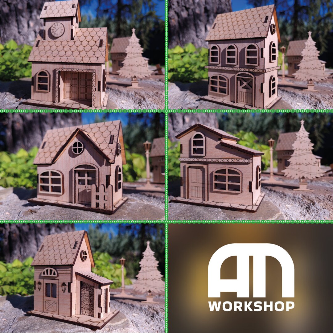 Christmas Wooden Houses Dioramas Meticulously Handcrafted. A - Etsy
