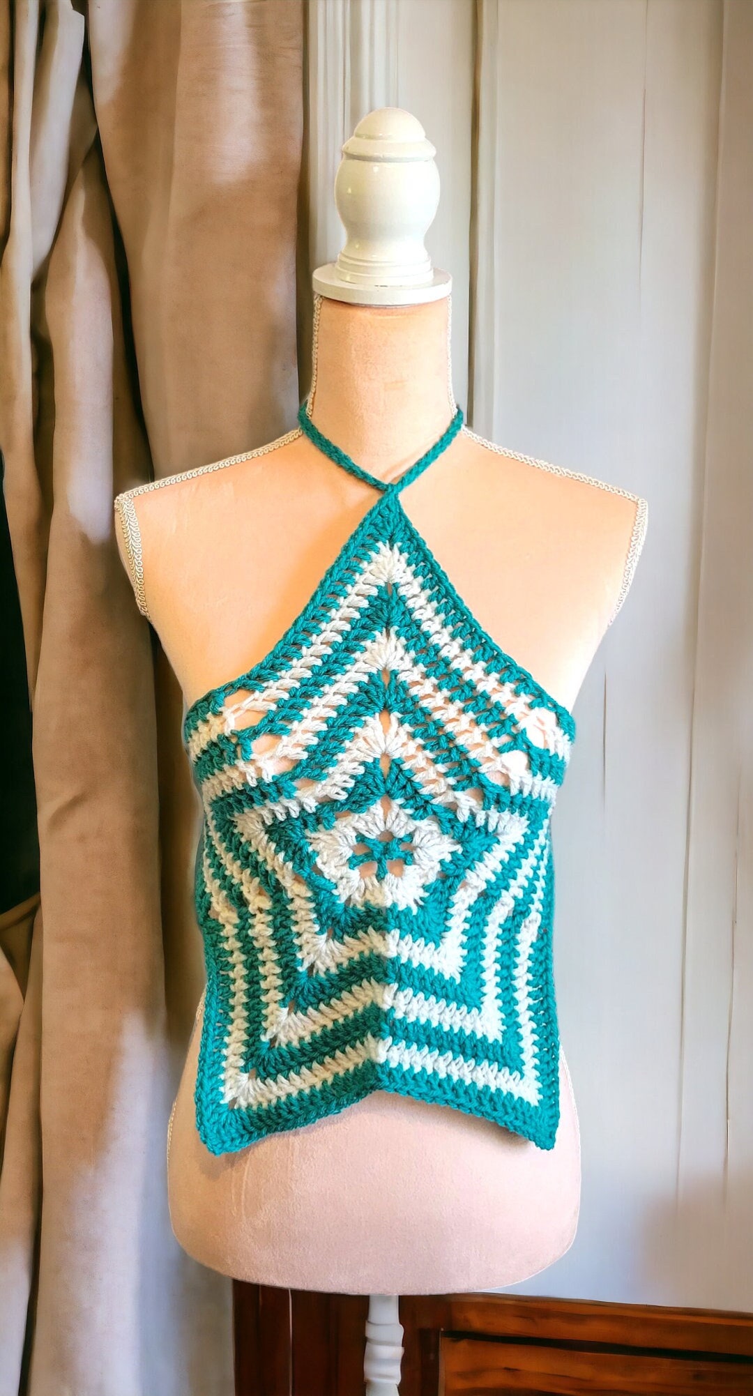 Handmade Crochet Star Top, Crochet Crop Top, Halter Top, Festival ...