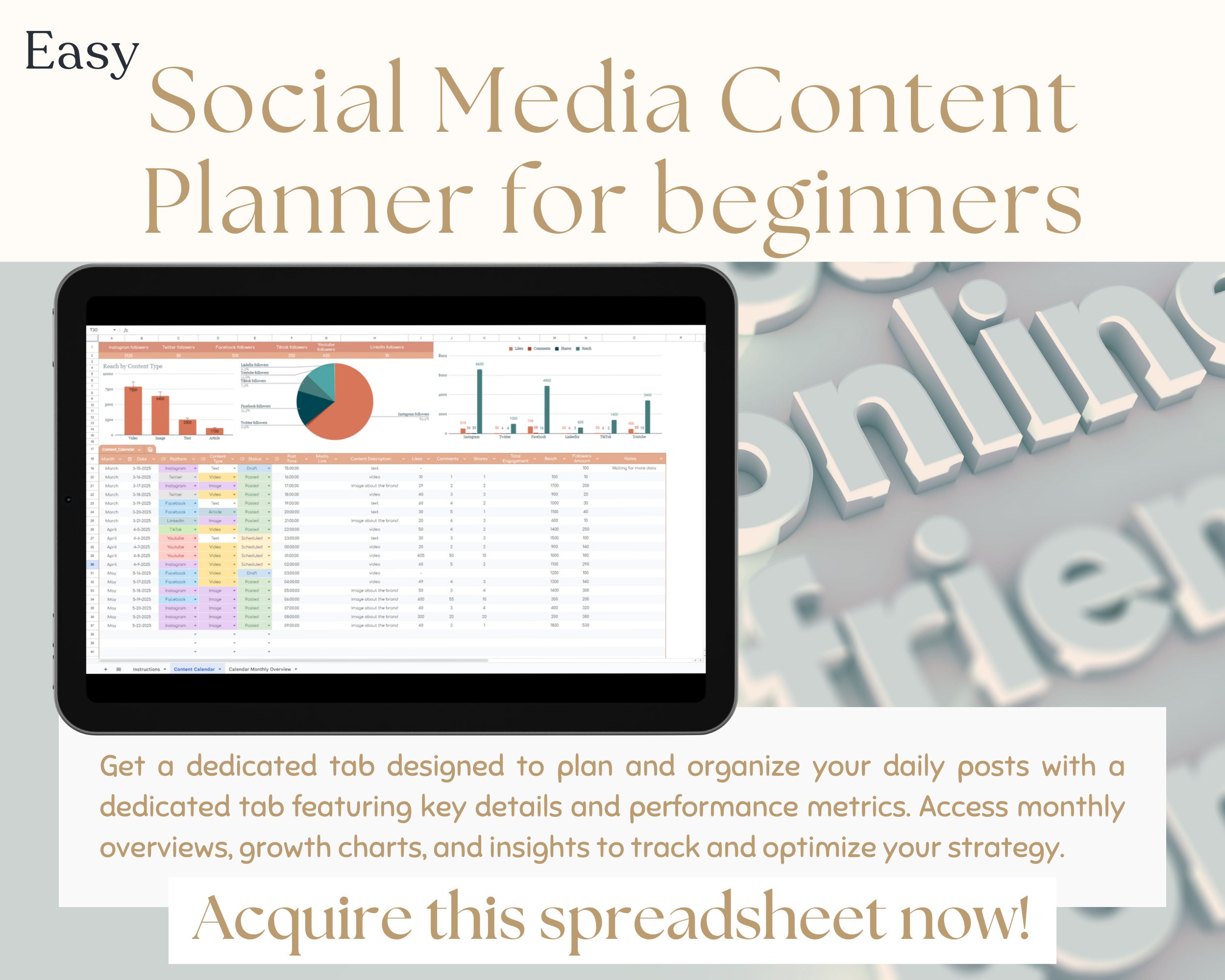 Social Media Content Planner Google Sheets Simple Content Planner ...