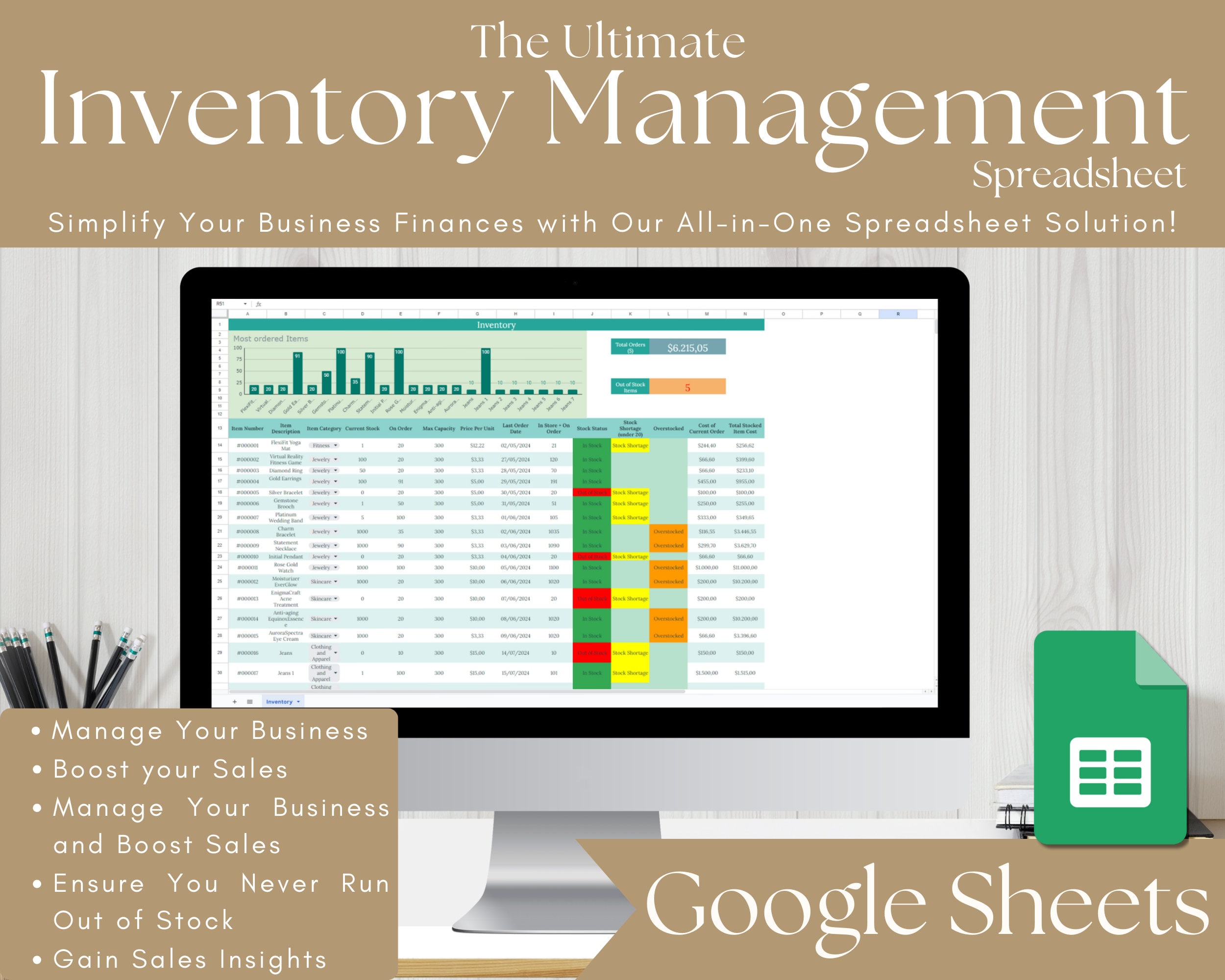 Inventory Tracker Google Sheets Inventory Spreadsheet Product Inventory ...