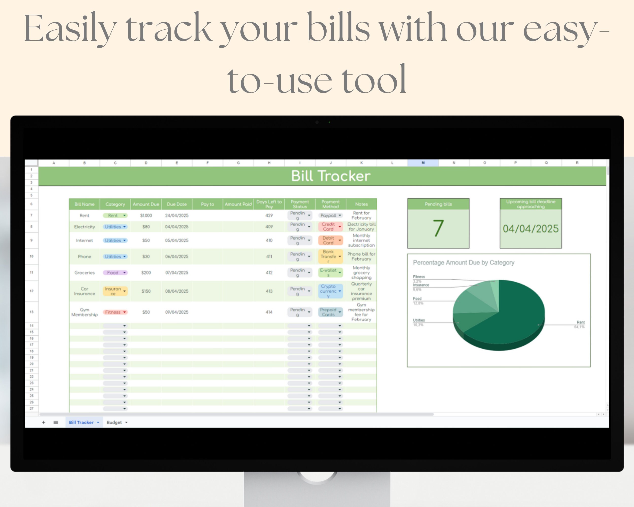 2025 Simple Bills Tracker Google Sheets Bill Organizer Sheet Bill ...