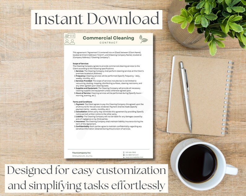 Commercial Cleaning Contract Template Green Cleaning Contract Form ...