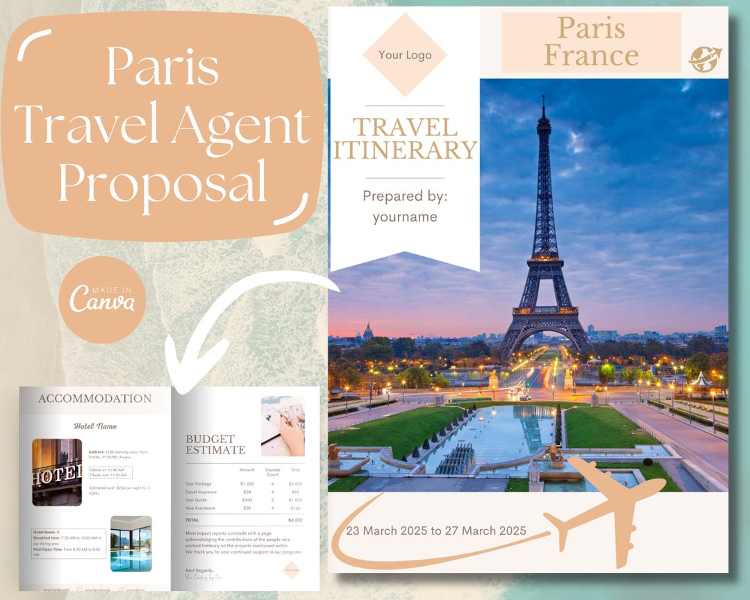 Paris Itinerary Proposal Template Travel Agent Itinerary Template ...