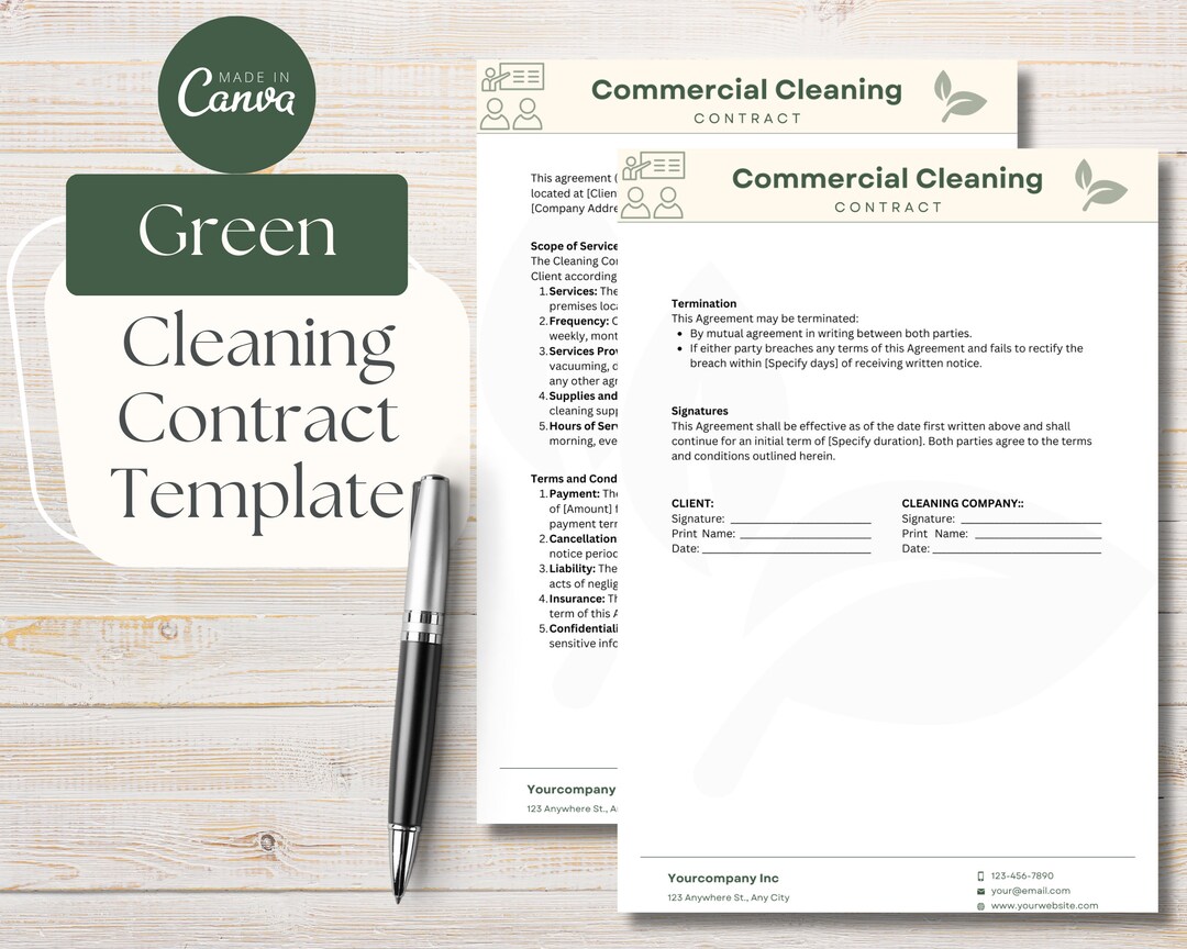 Commercial Cleaning Contract Template Green Cleaning Contract Form ...