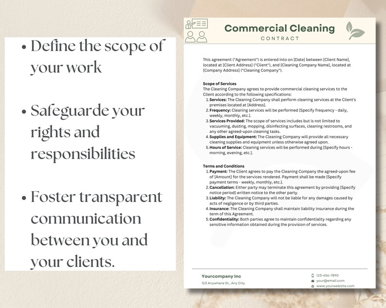 Commercial Cleaning Contract Template Green Cleaning Contract Form ...
