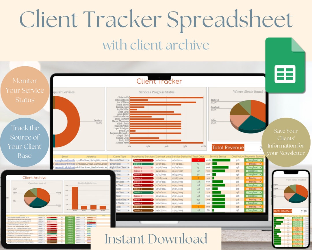 Client Tracker Spreadsheet for Small Business Google Sheets Sales ...