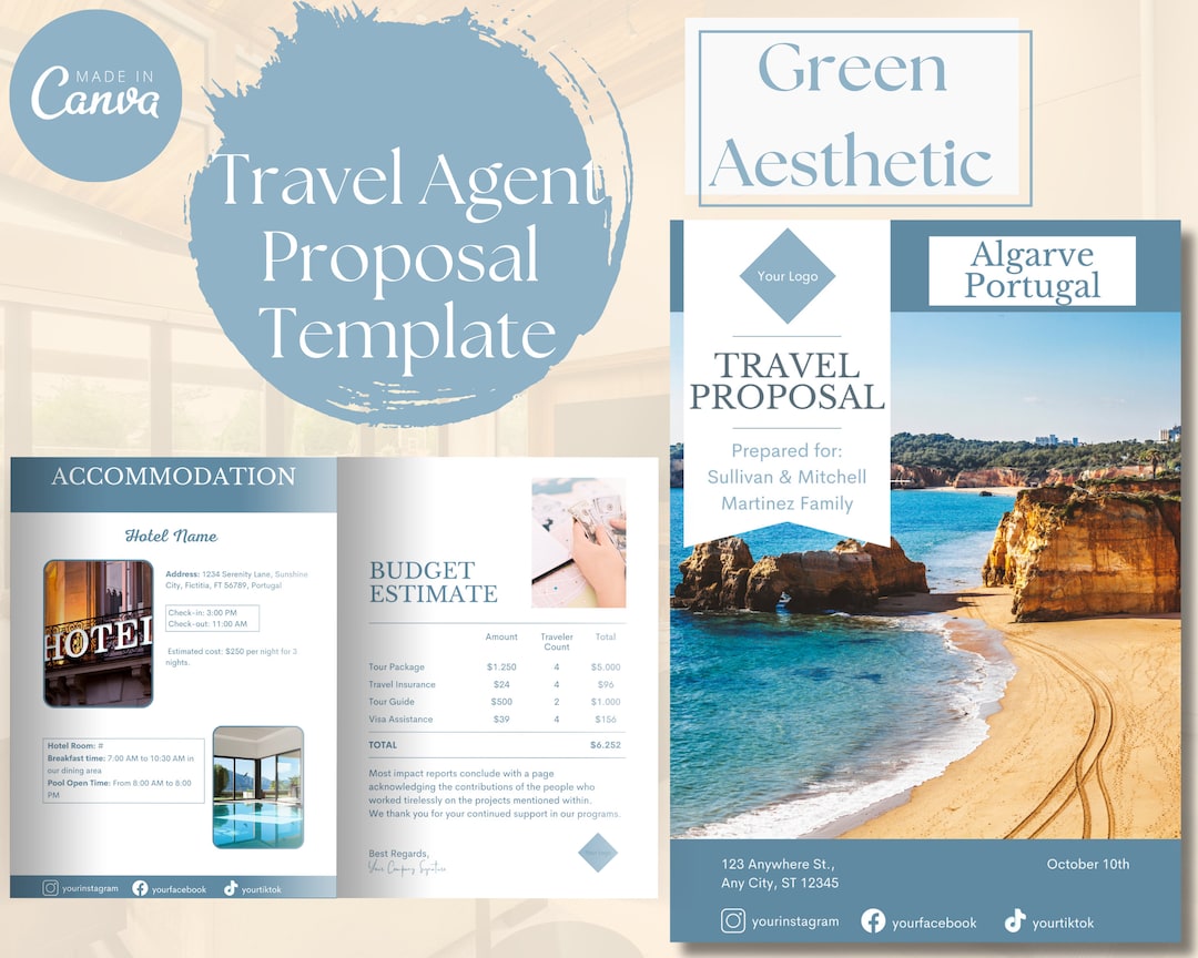 Travel Proposal Template Algarve Travel Agent Proposal - Etsy