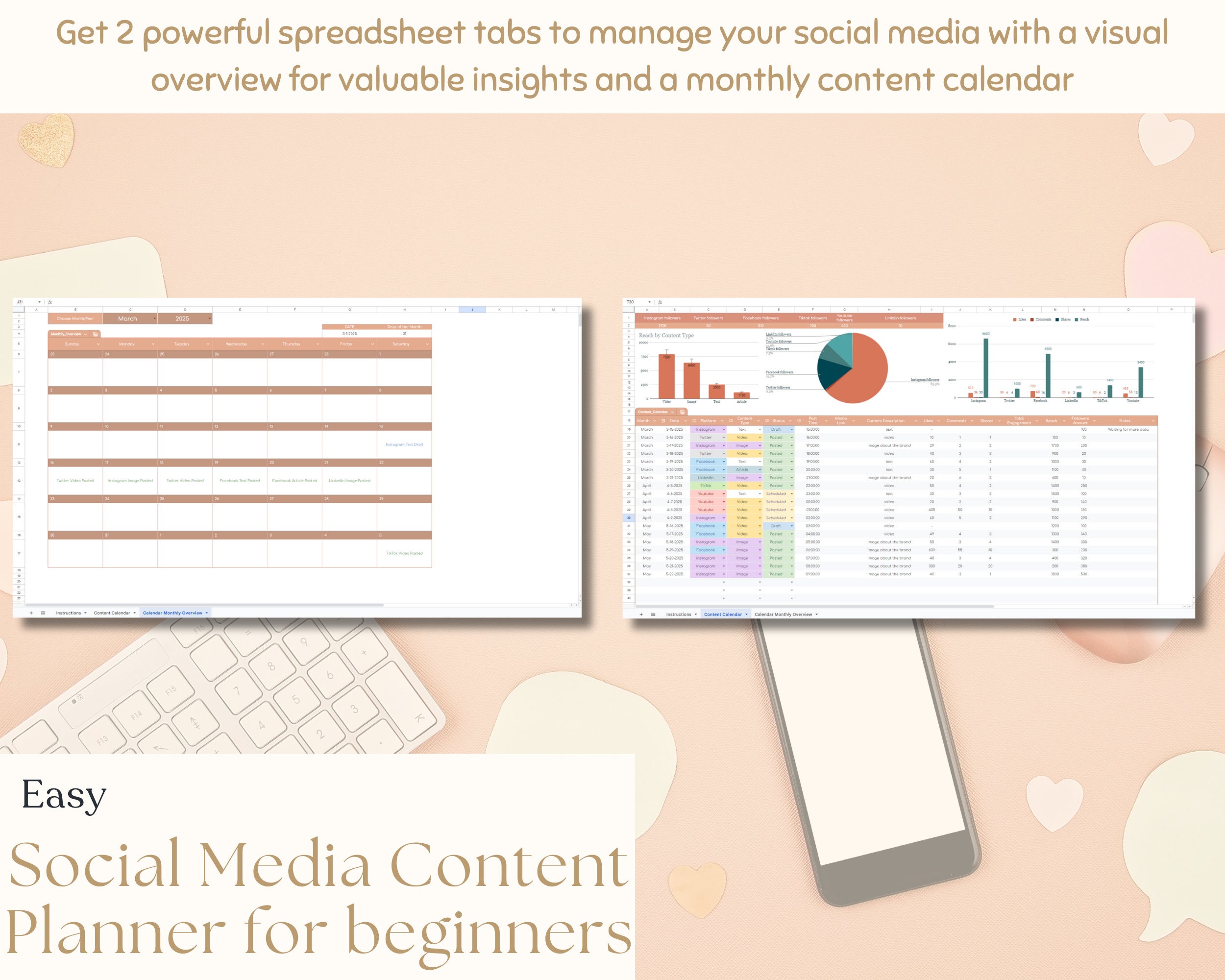 Social Media Content Planner Google Sheets Simple Content Planner ...