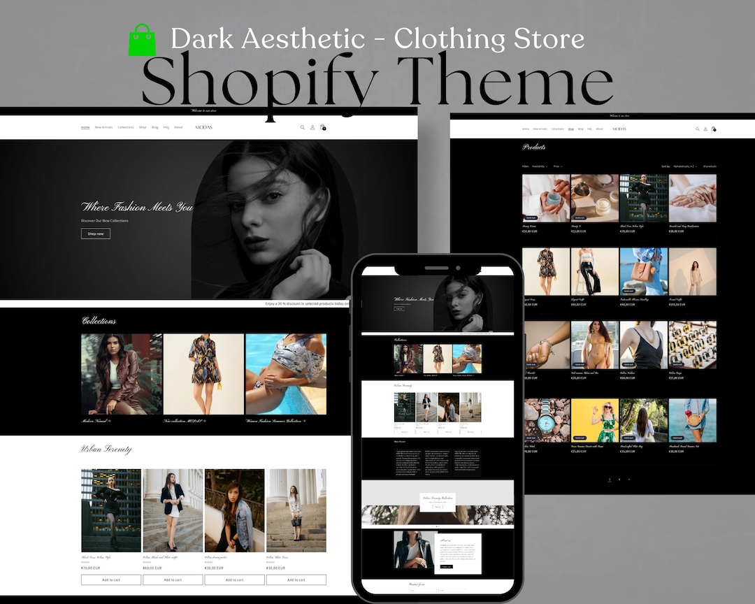 Dark Shopify Theme Clothing Store, Boutique Shopify Theme, Website ...