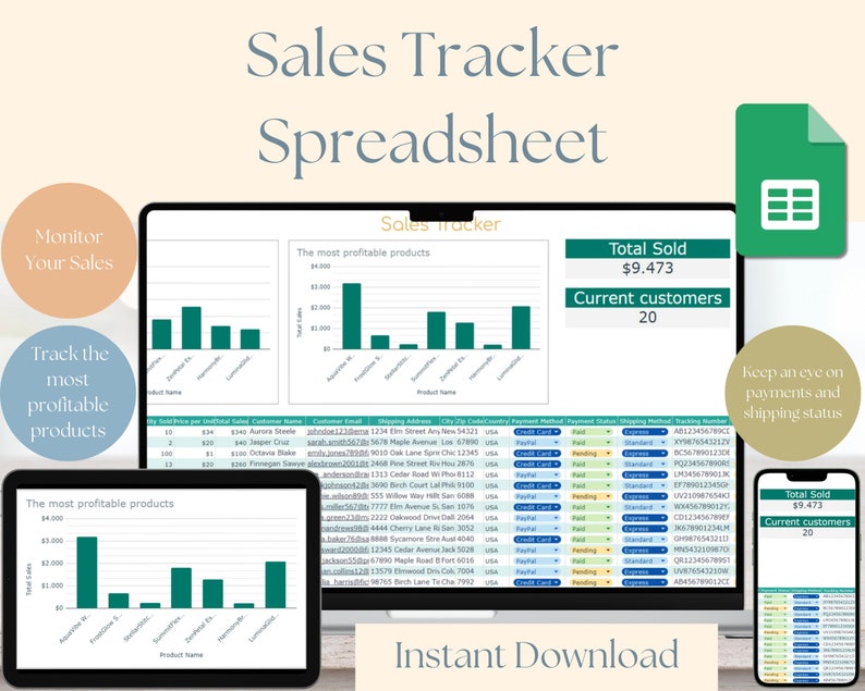 Sales Tracker Spreadsheet for Small Business Sales Tracker Google ...