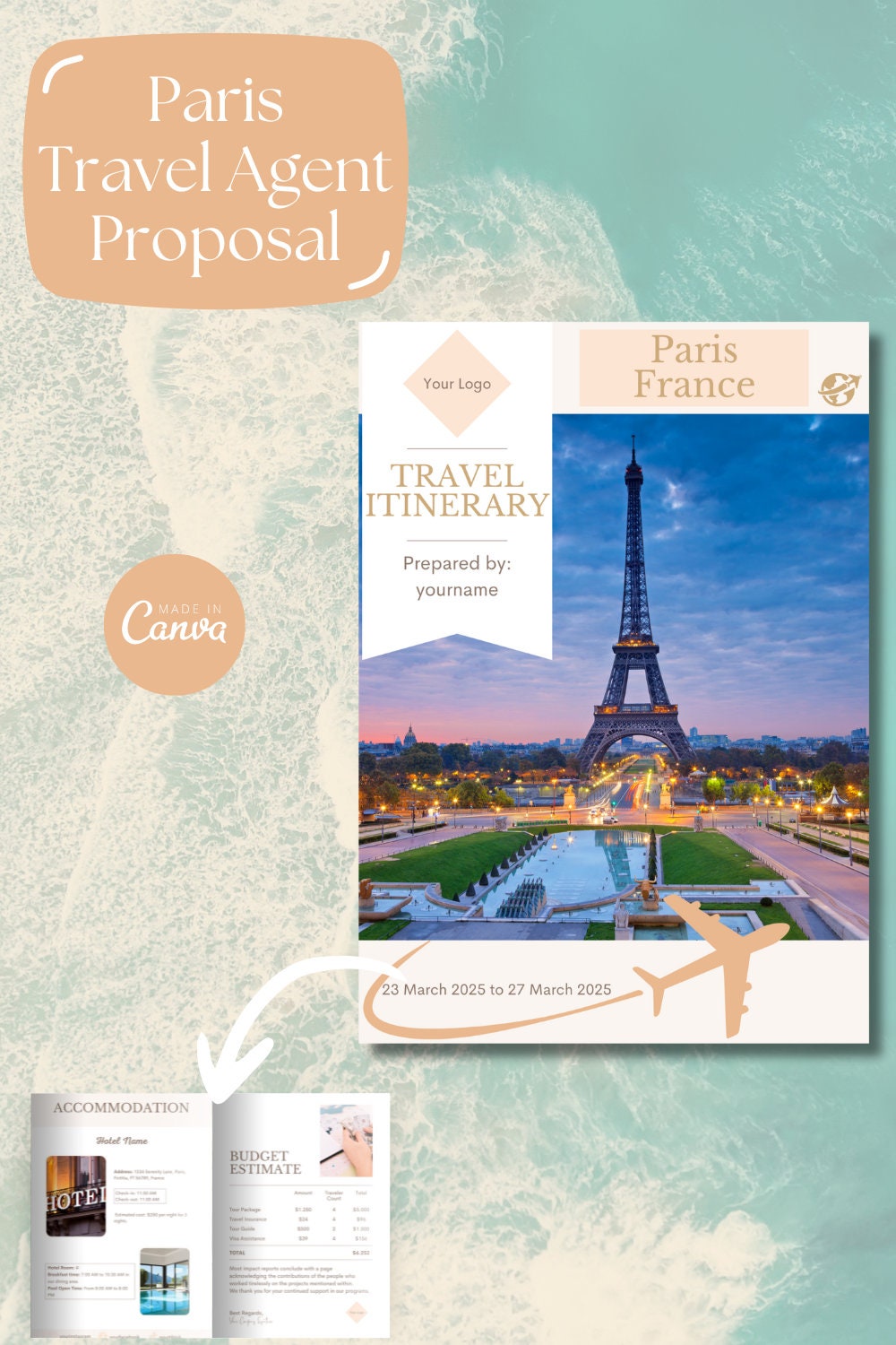 Paris Itinerary Proposal Template Travel Agent Itinerary Template ...