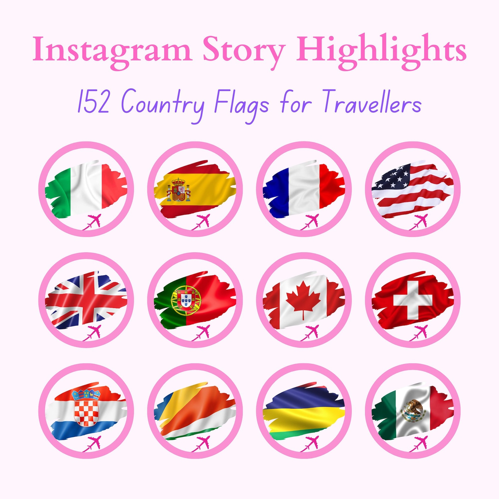 Pink Instagram Highlights Covers Country Flags Instagram Highlights ...
