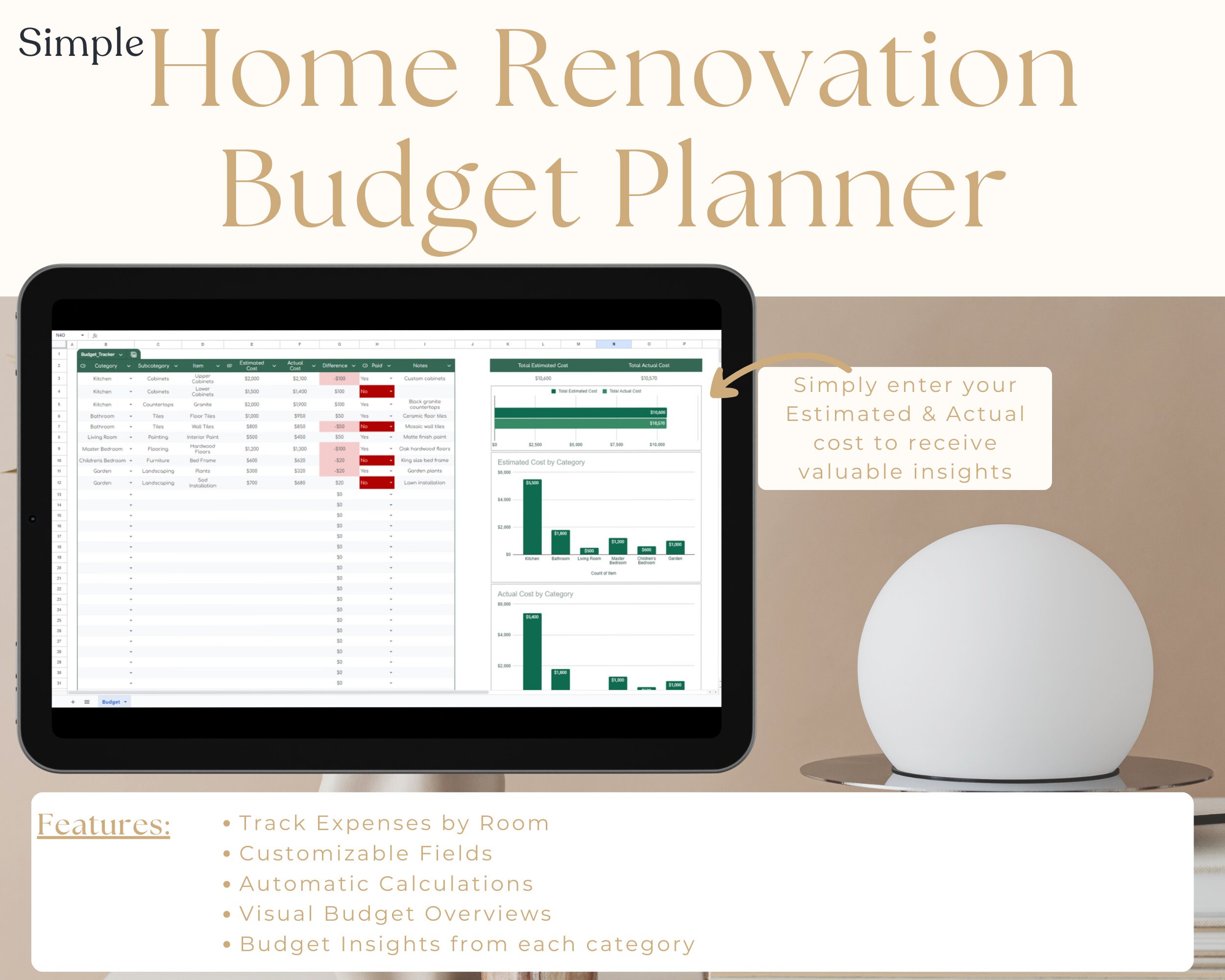 Home Renovation Budget Planner Google Sheets House Renovation ...